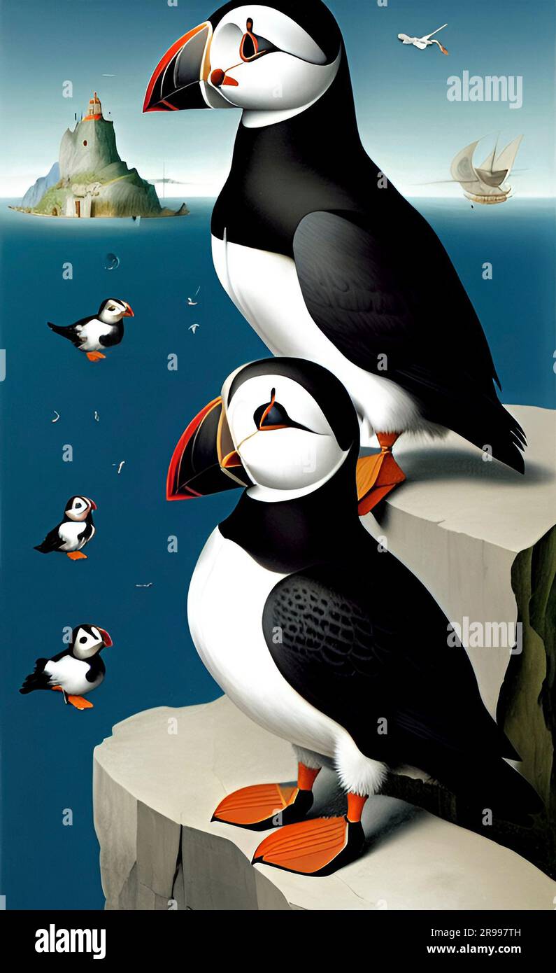 Puffins modern art hi-res stock photography and images - Alamy