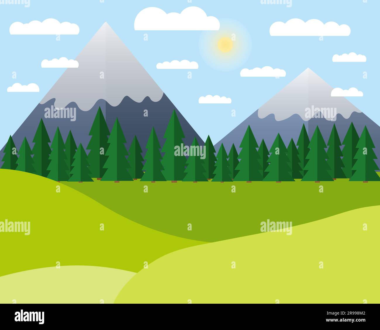 Mountains sun landscape cartoon Stock Vector Images - Alamy