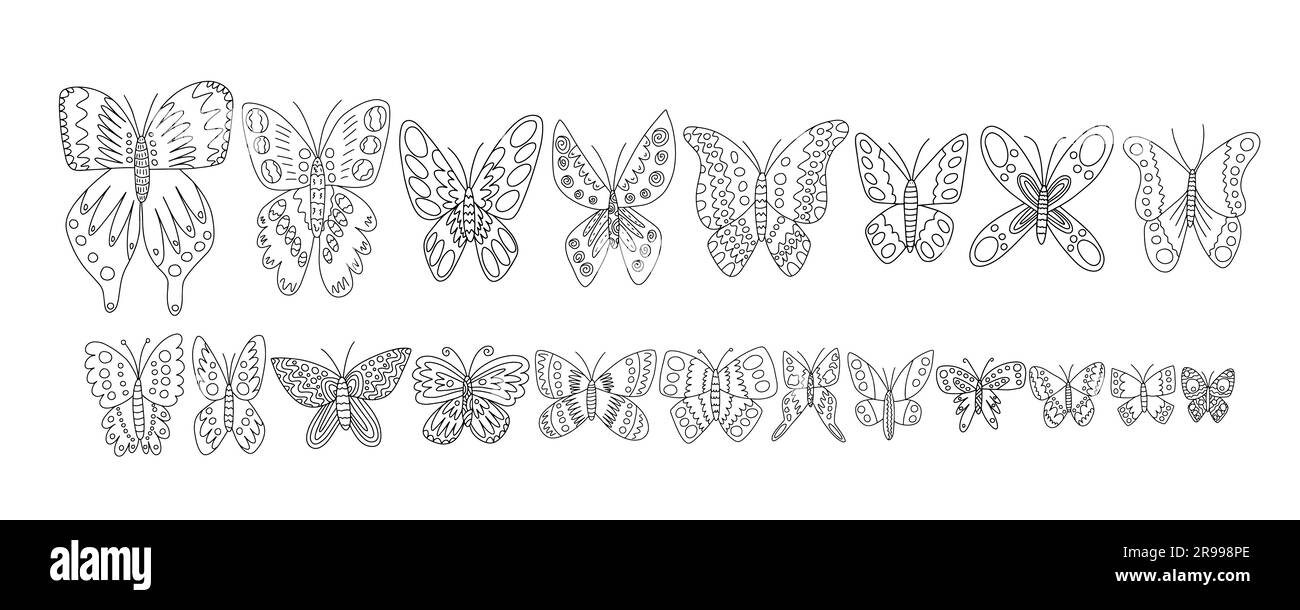 Different kinds butterflies vector hand drawn set Stock Vector Image ...