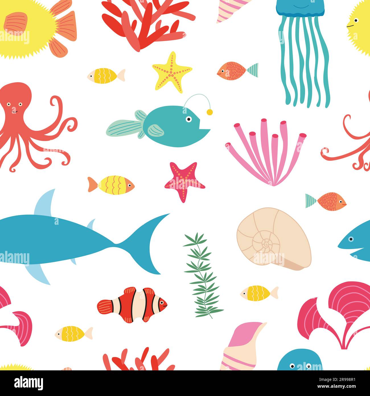 Vector marine animals seamless pattern Stock Vector Image & Art - Alamy