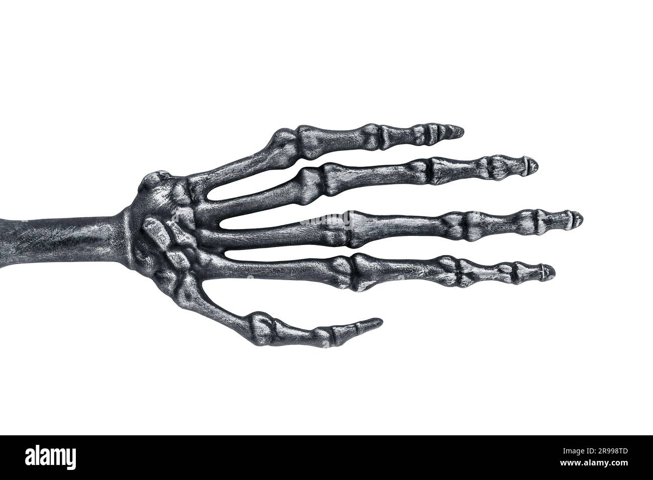 Spooky halloween skeletal hand isolated on white background with ...