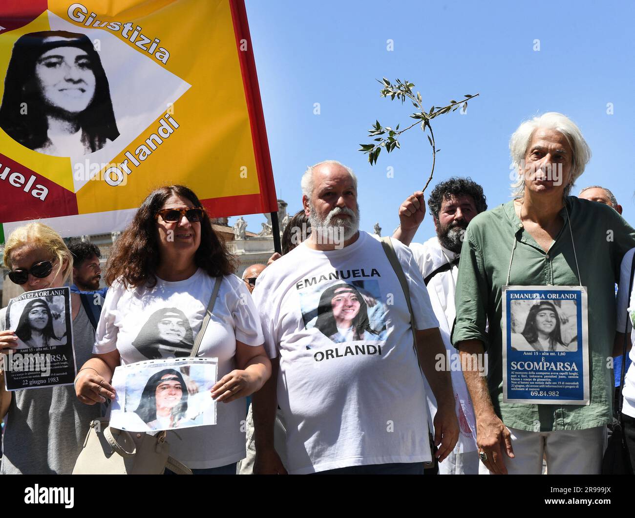 People hold placards with Emanuela Orlandi's portrait during Pope ...