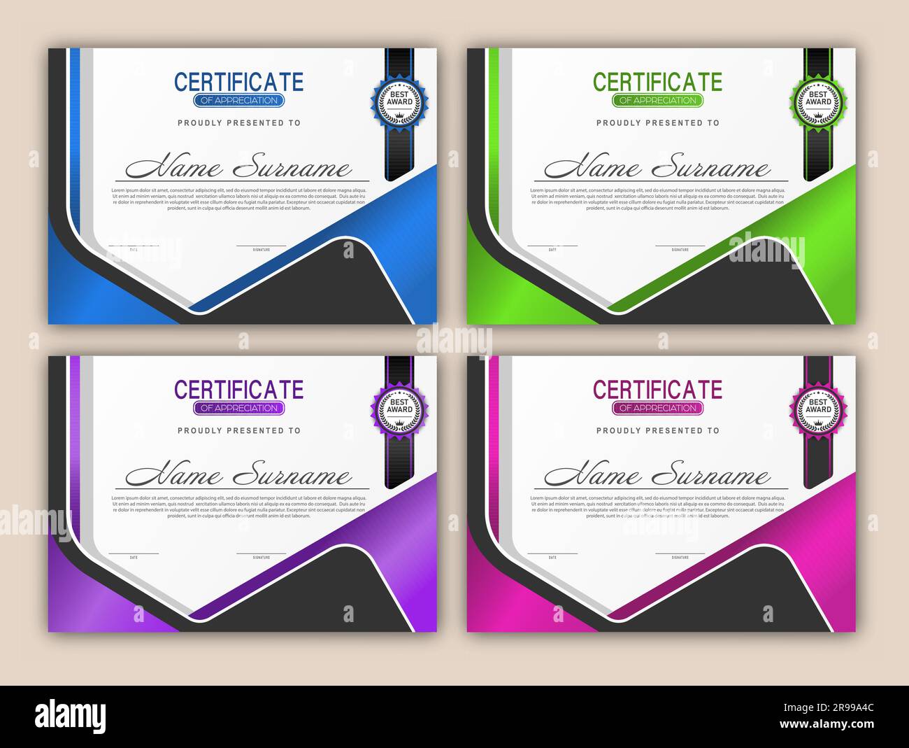 Certificate. A set of mock-ups of the certificate of recognition of ...