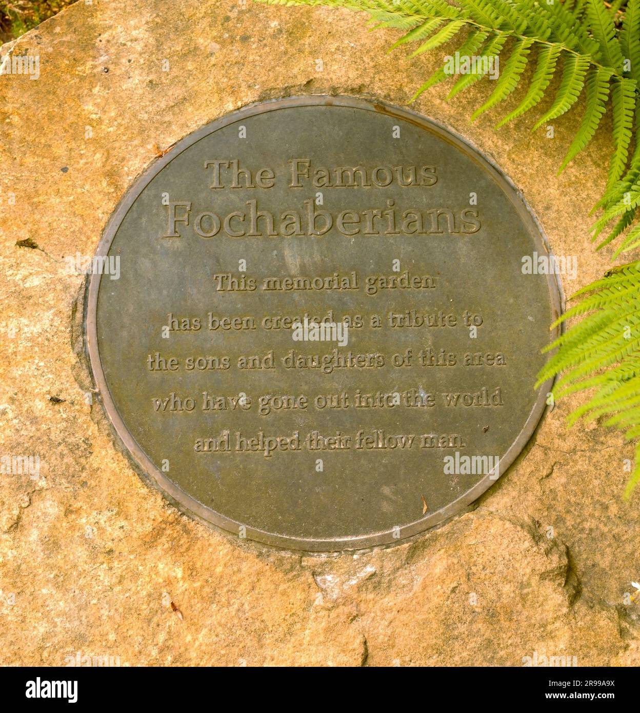 Famous Fochaberians Garden with standing stones with plaques of the ...