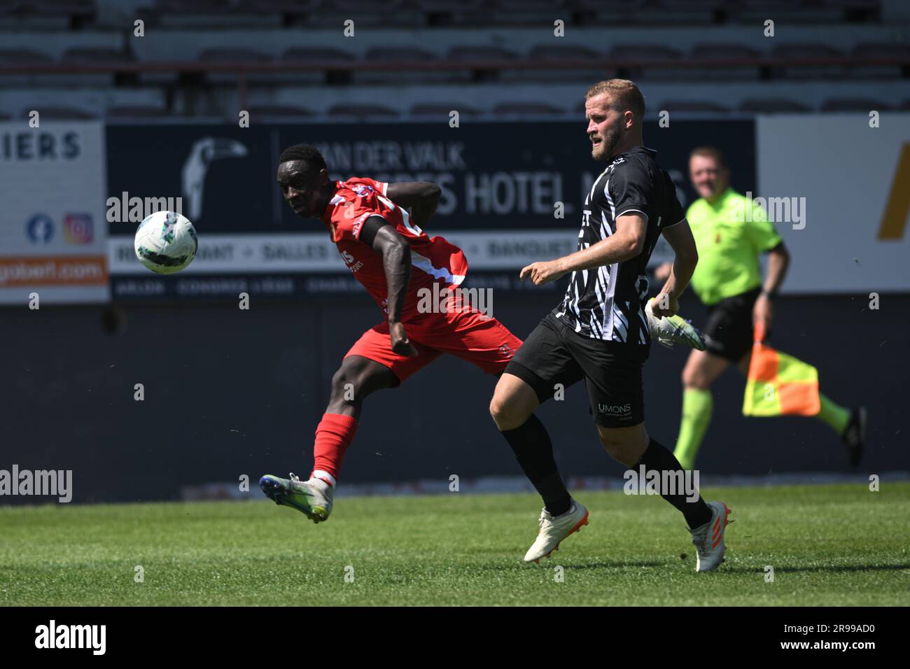 Mons, Belgium. 25th June, 2023. Mons' Dekou Kone pictured in action ...