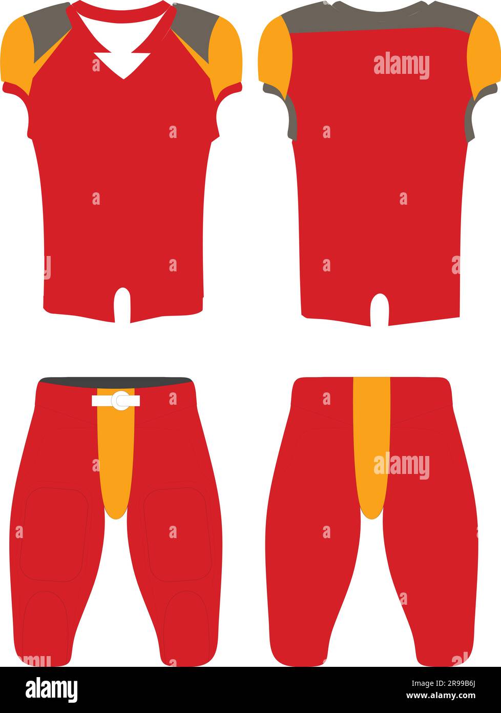 American Football Uniform Mock ups Templates front and back view fully ...