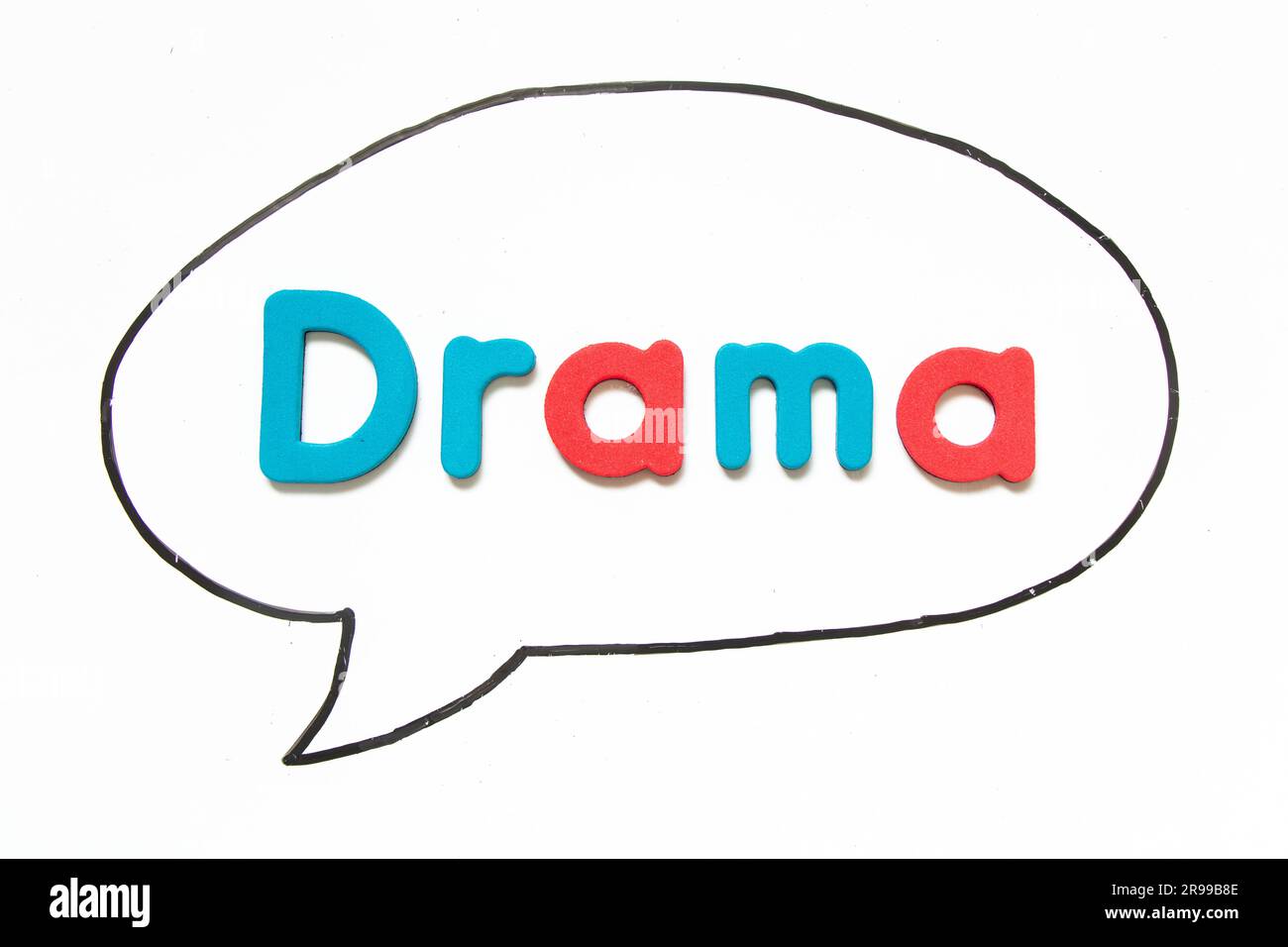 Alphabet letter with word drama in black line hand drawing as bubble ...