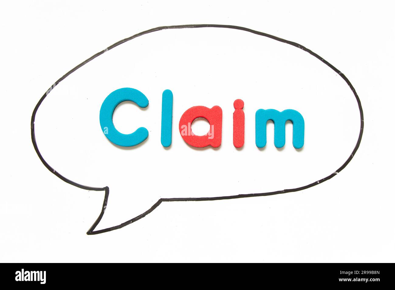 Alphabet letter with word claim in black line hand drawing as bubble ...