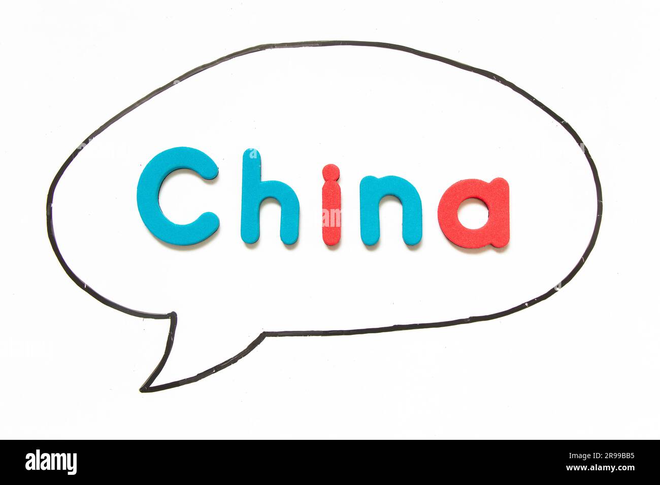 Alphabet letter with word china in black line hand drawing as bubble ...