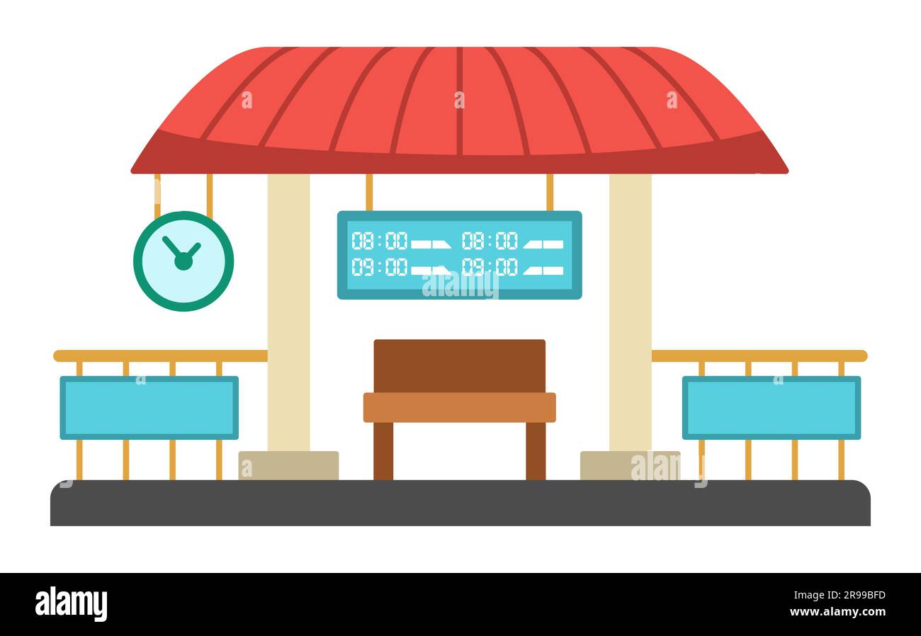 Vector railway station icon. Railroad train waiting place. City or ...