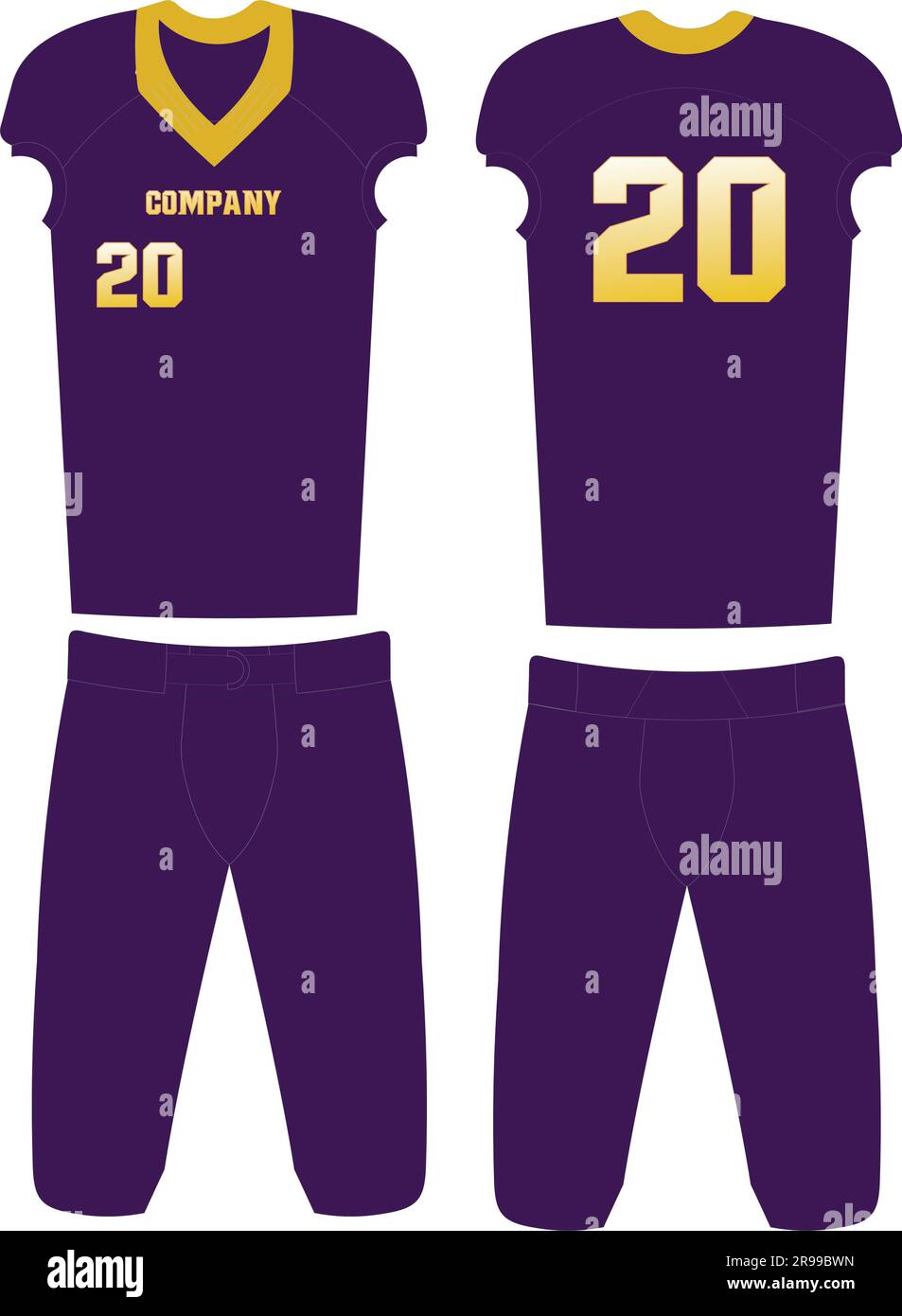 American Football Uniform Mock ups Templates front and back view fully ...