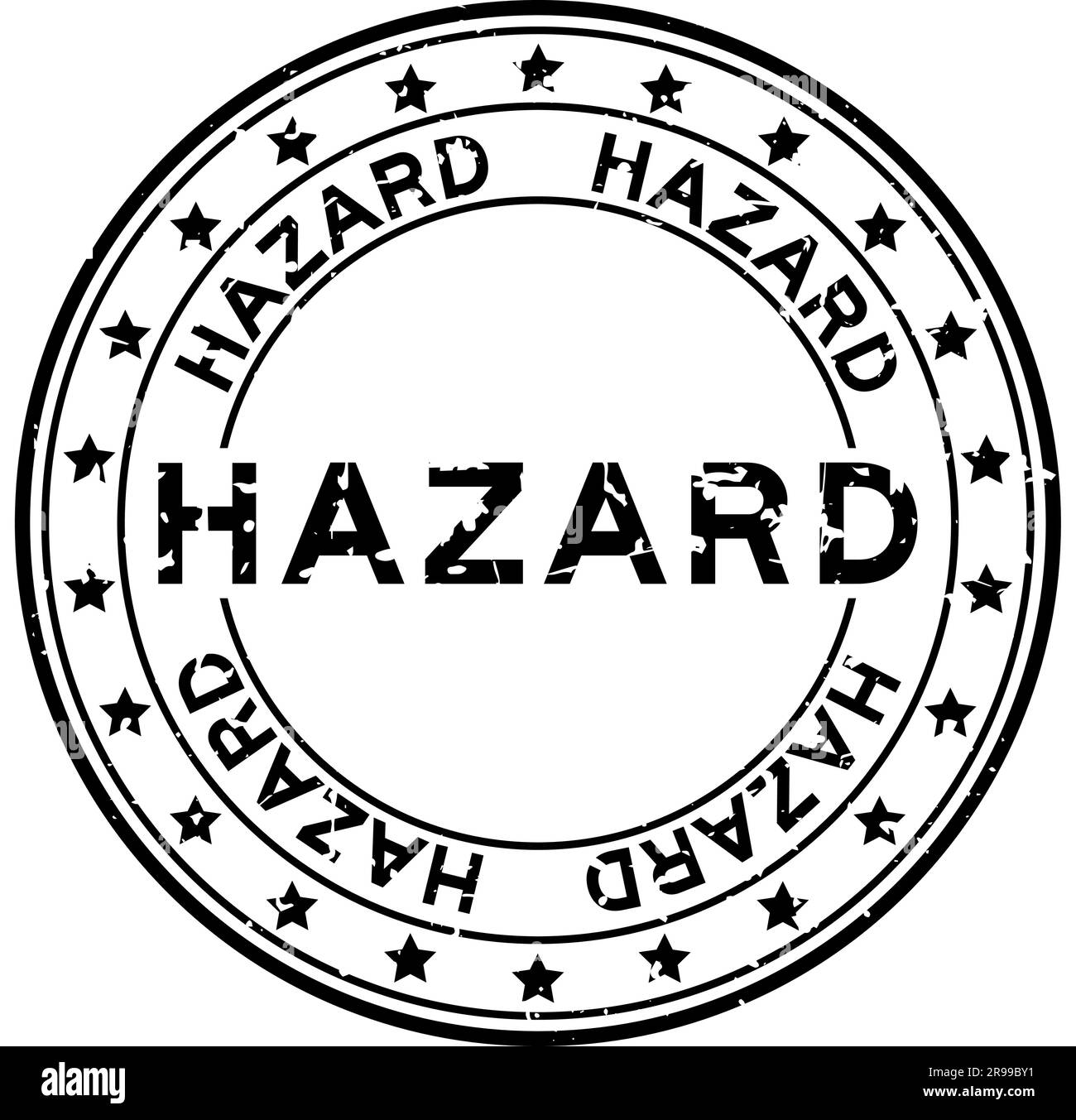 Grunge black hazard word round rubber seal stamp on white background ...