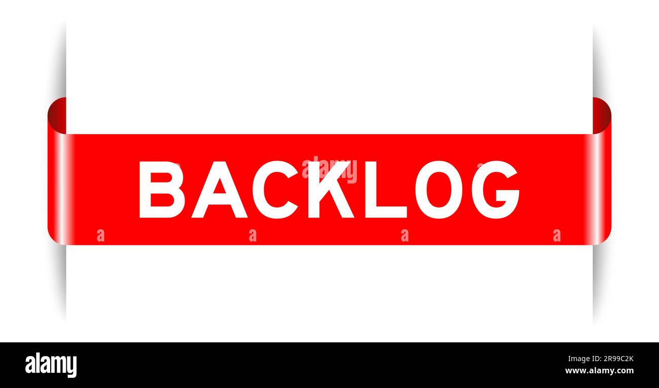 Red color inserted label banner with word backlog on white background ...