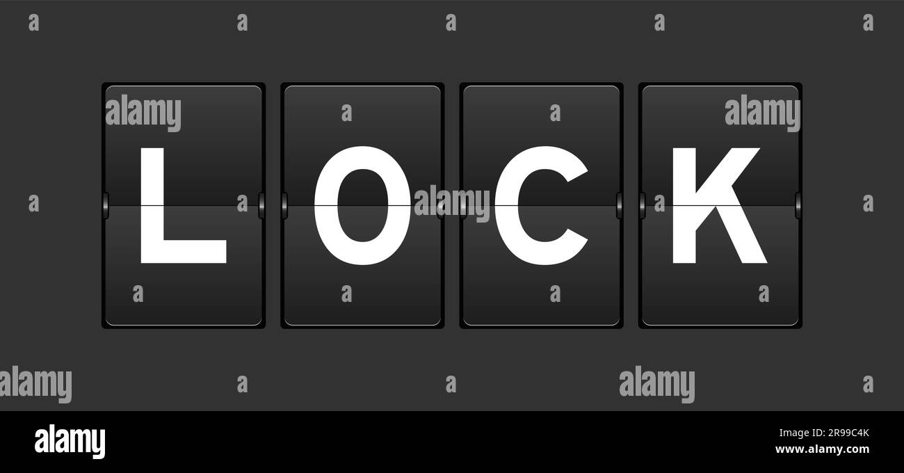 Black color analog flip board with word lock on gray background Stock ...