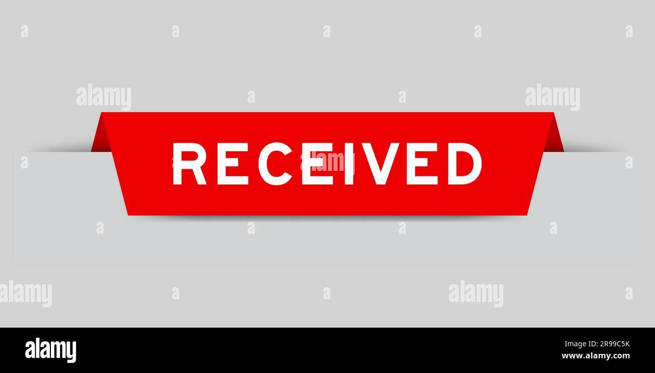 Red color inserted label with word received on gray background Stock ...