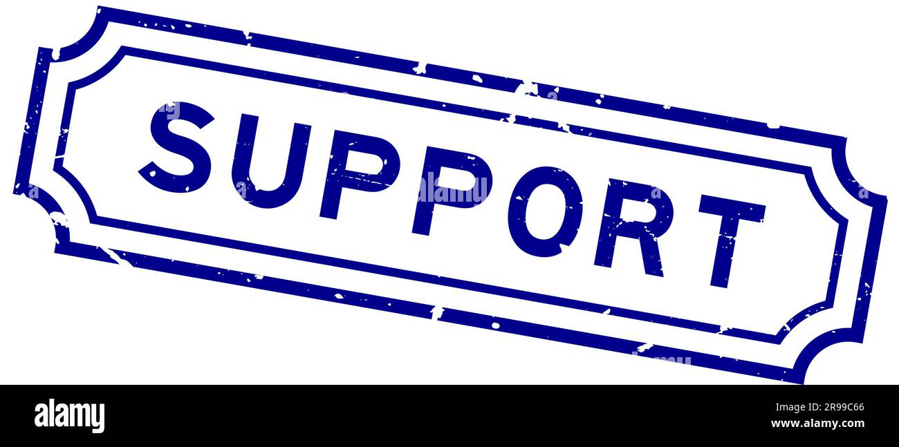 Grunge blue support word rubber seal stamp on white background Stock ...