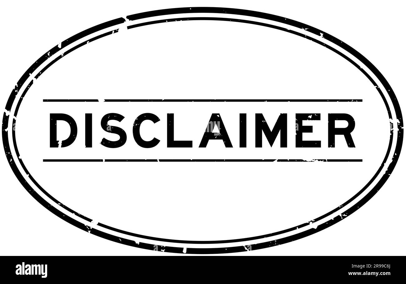 Grunge black disclaimer word oval rubber stamp in white background ...