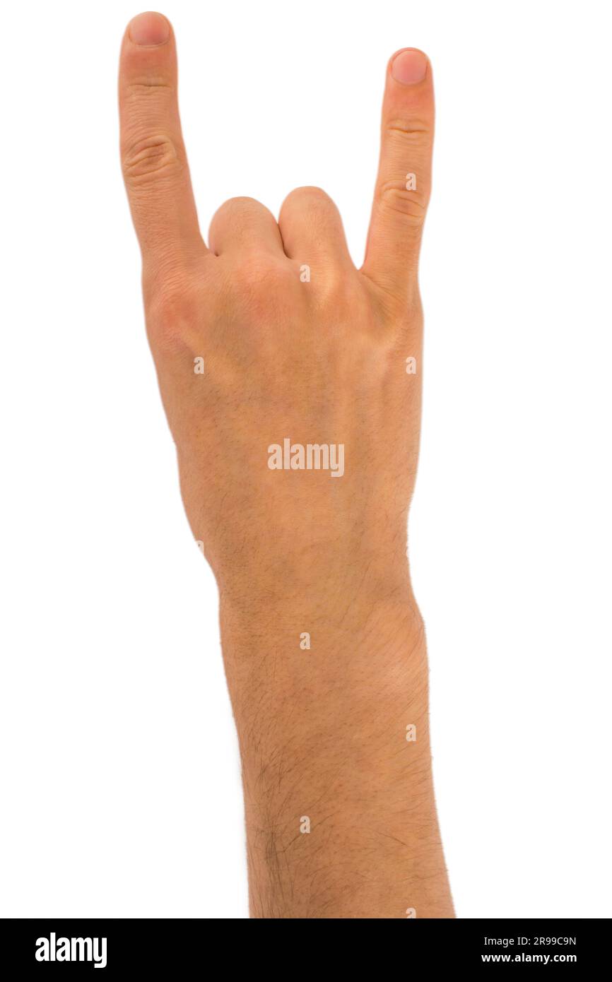 Woman showing rock hand gesture hi-res stock photography and images - Alamy