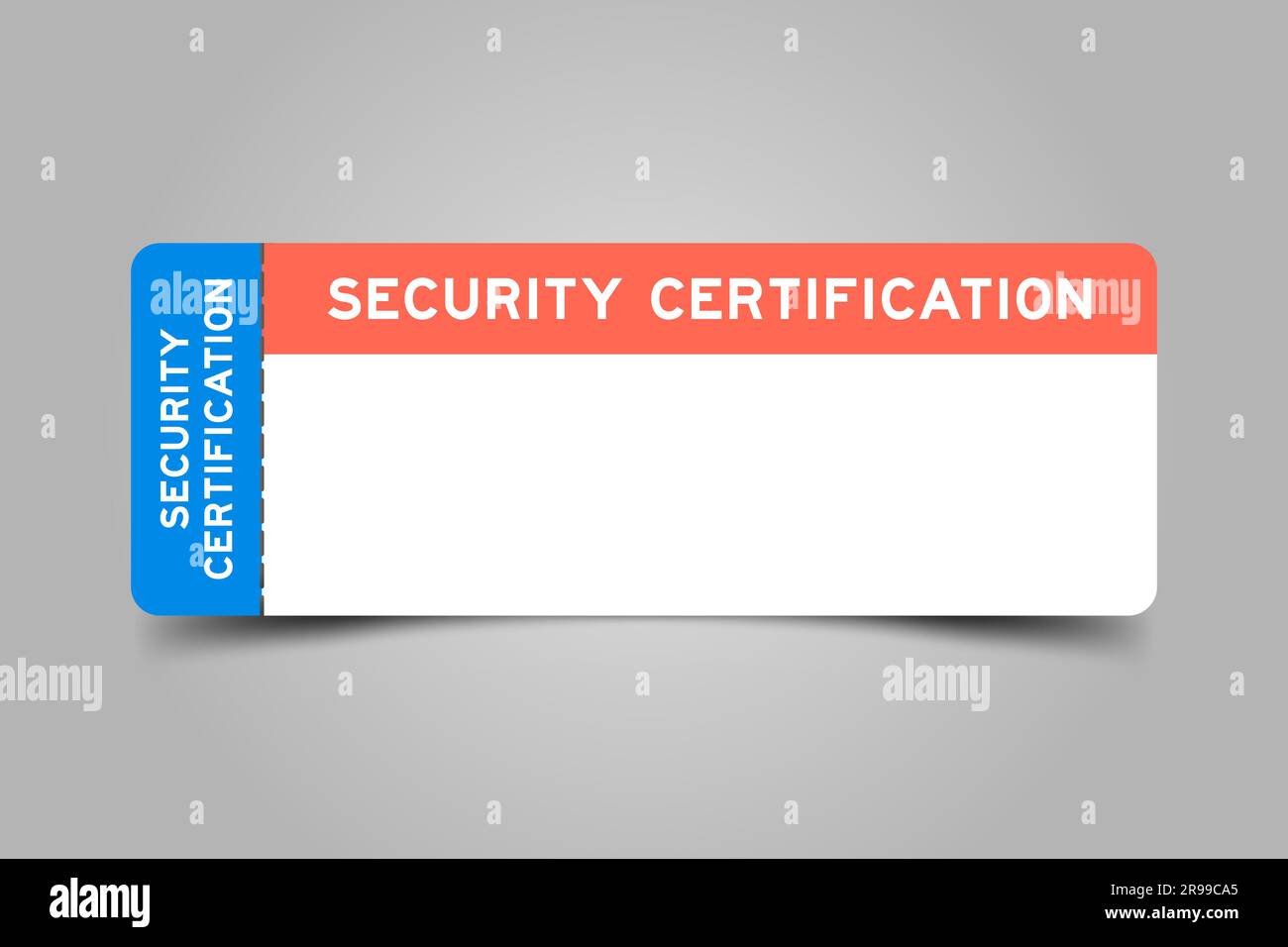 Blue and orange color ticket with word security certification and white ...