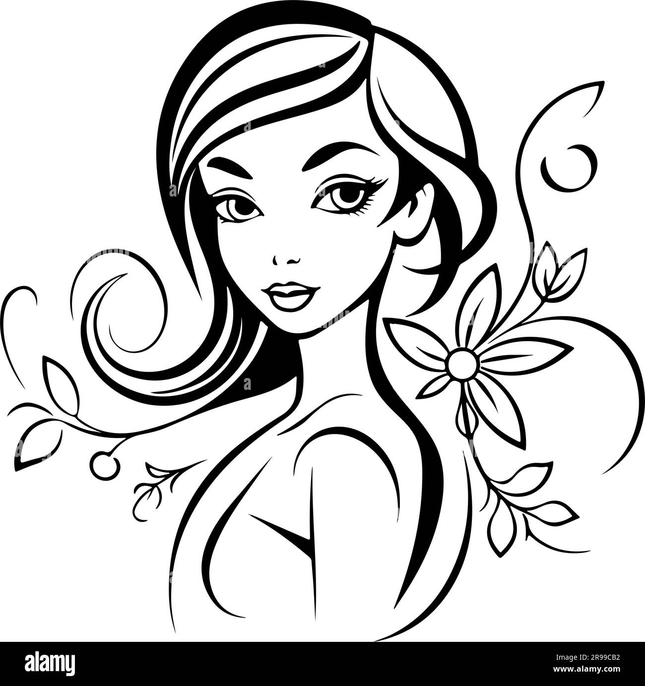 Vector illustration, a joyful young woman radiating happiness and ...