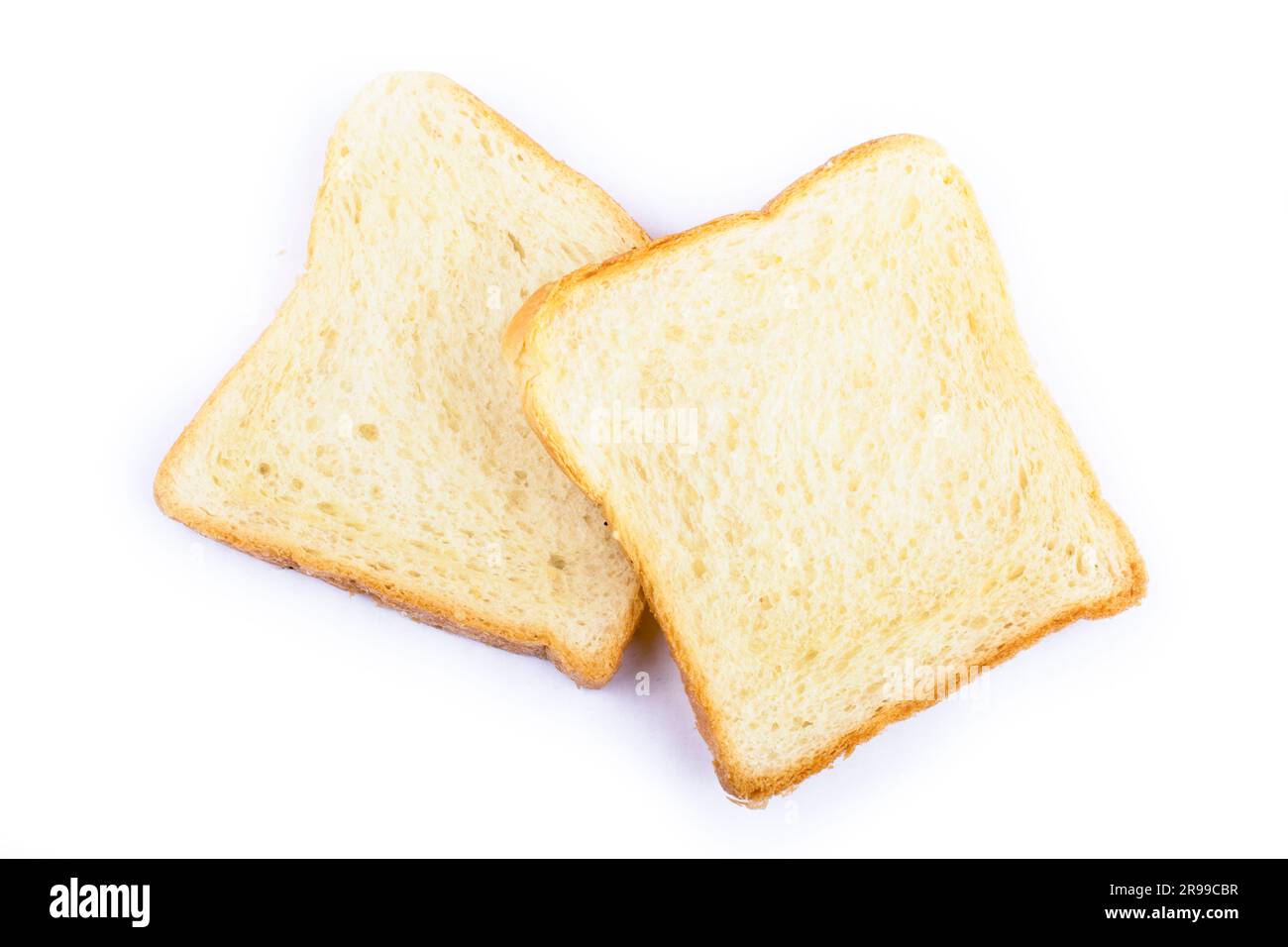 two slices of bread for toast on a white background Stock Photo - Alamy