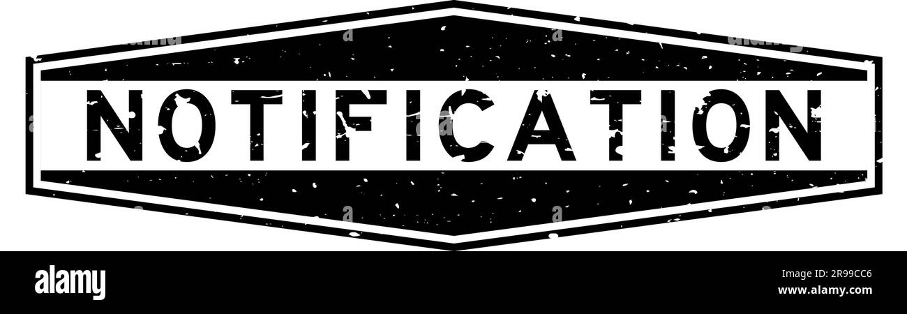 Grunge black notification word hexagon rubber seal stamp on white ...