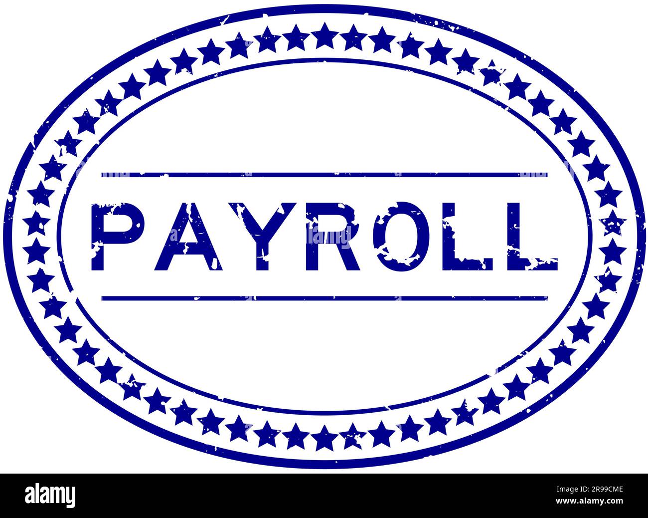 Grunge blue payroll word oval rubber seal stamp on white background ...