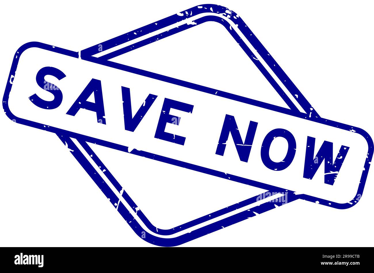 Grunge blue save now word rubber seal stamp on white background Stock ...