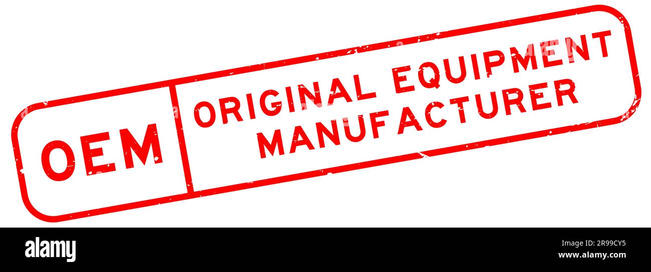 Grunge red OEM Original Equipment Manufacturer word square rubber seal ...