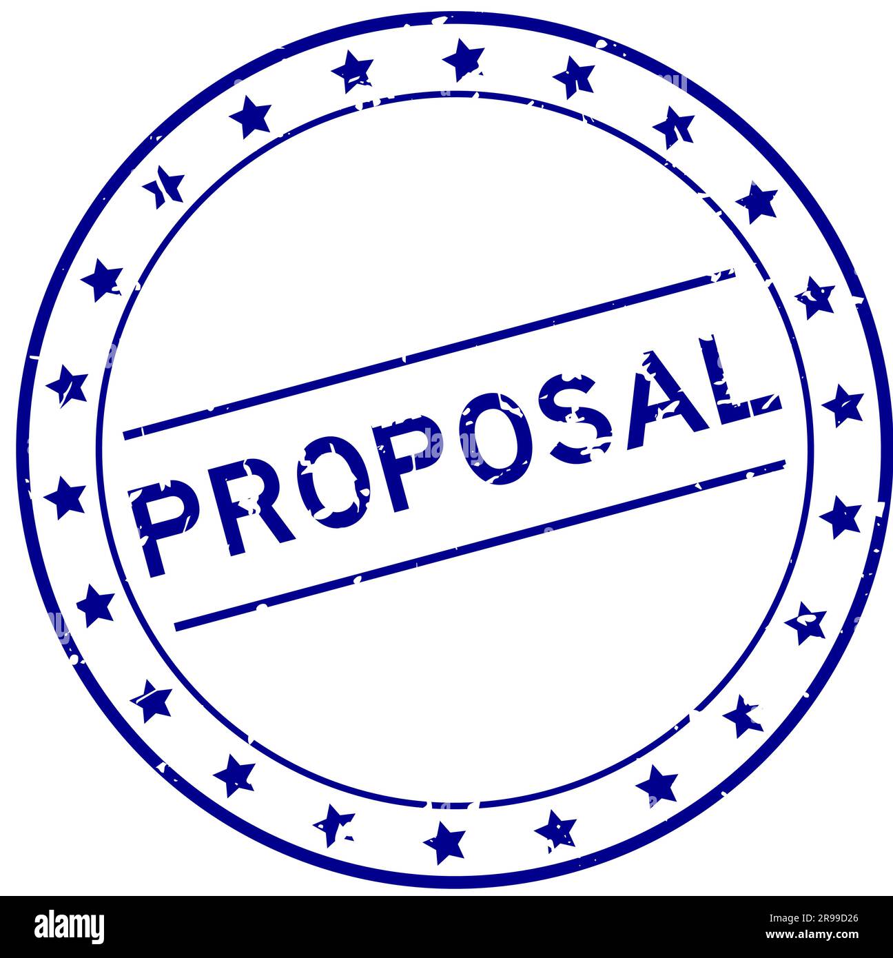Grunge blue proposal word round rubber seal stamp on white background ...