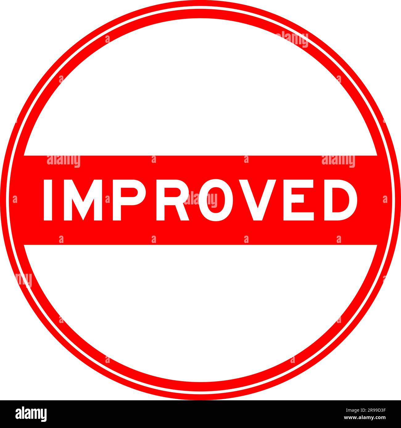 Red color round seal sticker in word improved on white background Stock ...