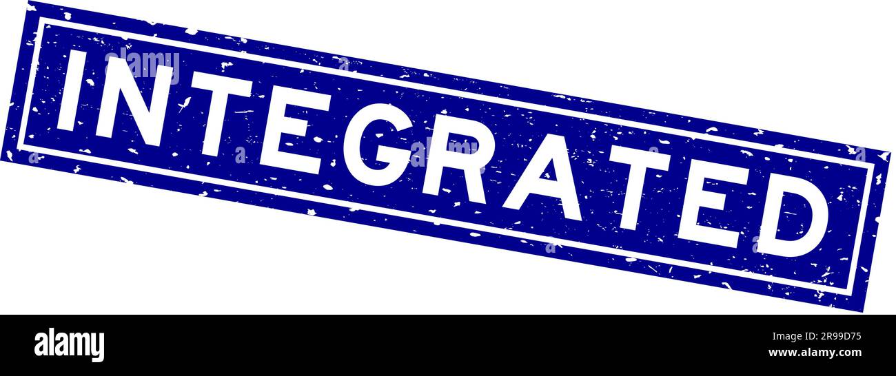 Grunge blue integrated word square rubber seal stamp on white background Stock Vector Image ...