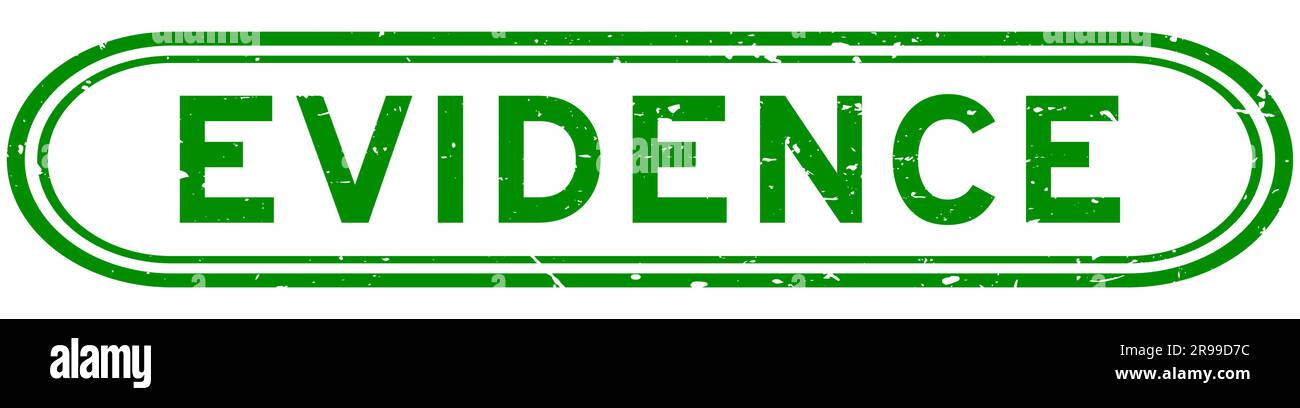 Grunge green evidence word rubber seal stamp on white background Stock ...