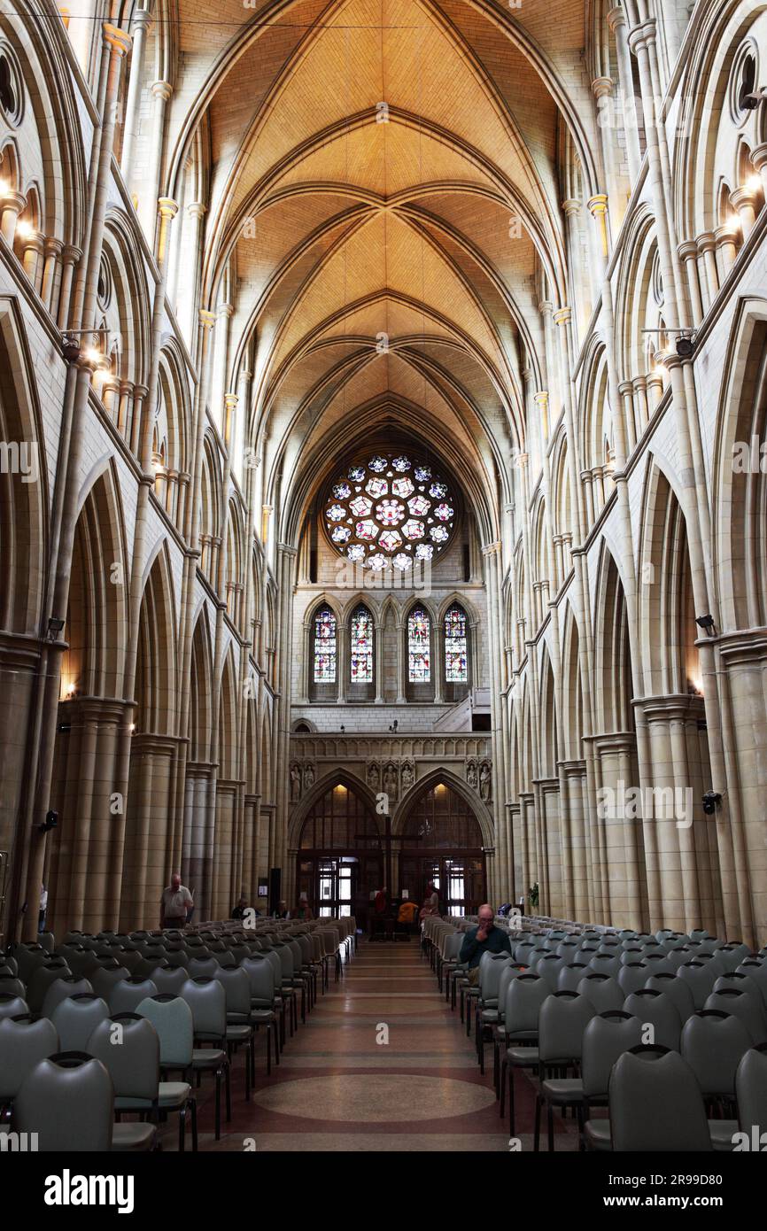 The Rose Window set above the West Doors at Truro Cathedral in Cornwall ...