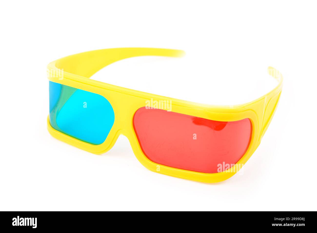 yellow 3d plastic glasses with colored glasses isolated on white Stock ...