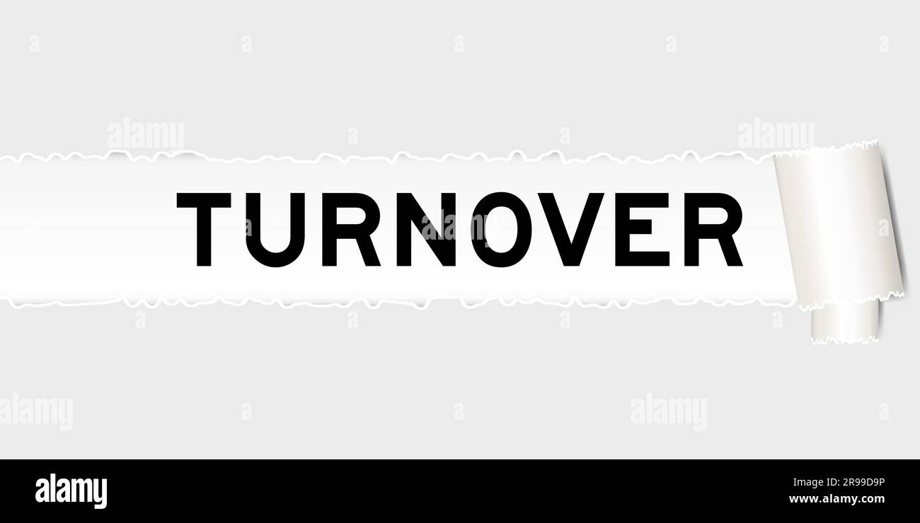 Ripped gray paper background that have word turnover under torn part ...
