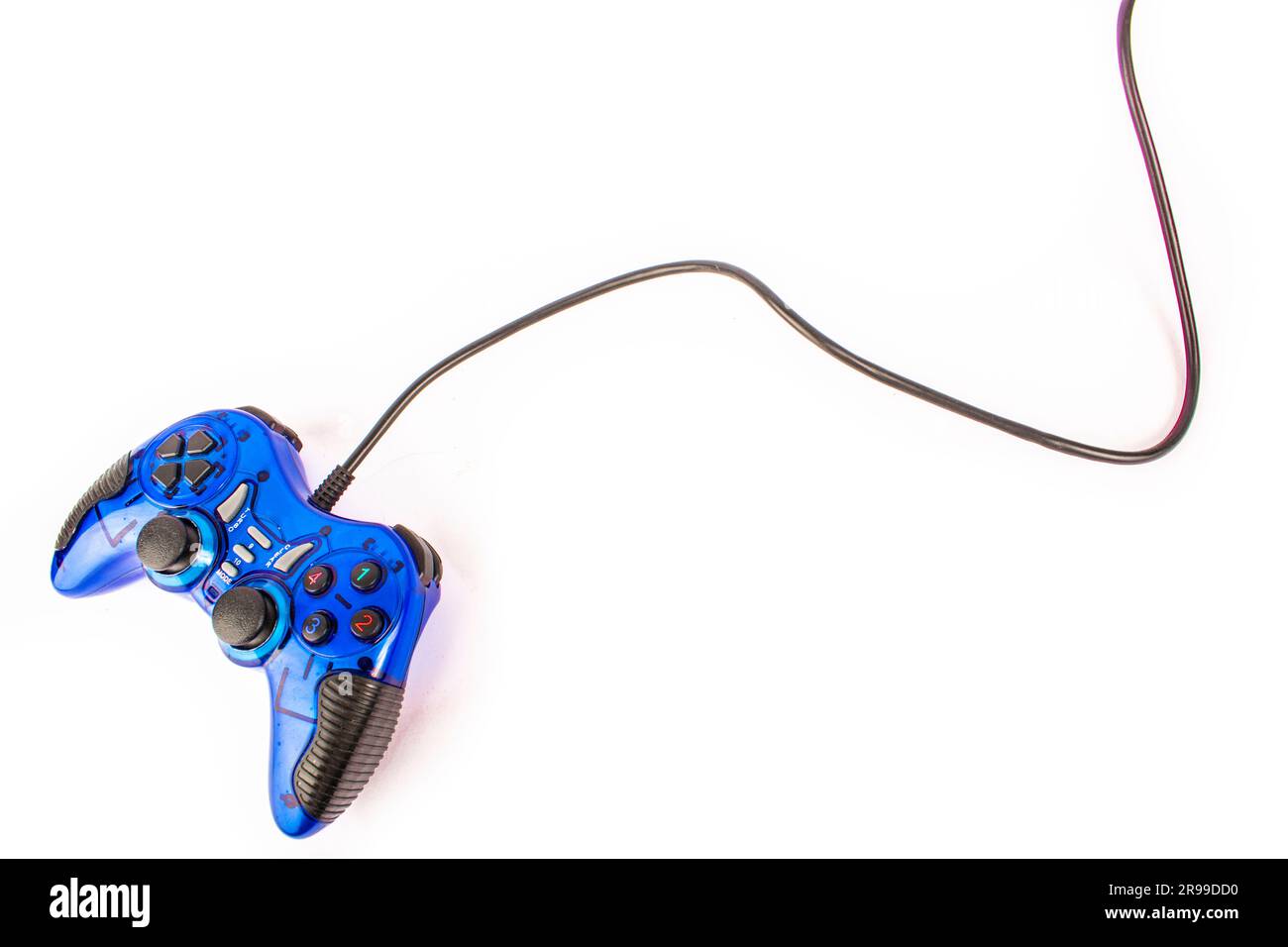 the isolated of the blue joystick for controller and play video game on ...