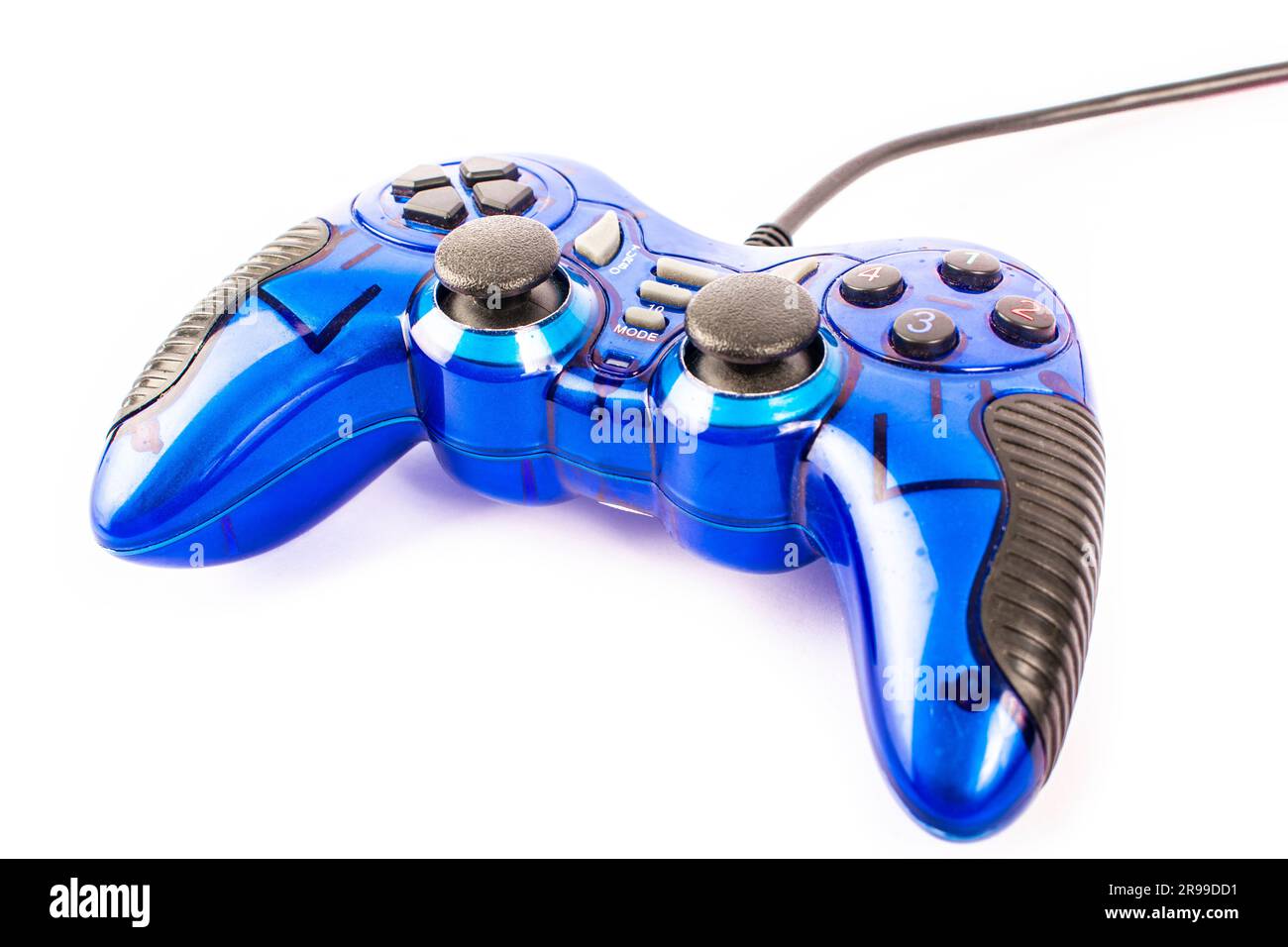 the isolated of the blue joystick for controller and play video game on ...