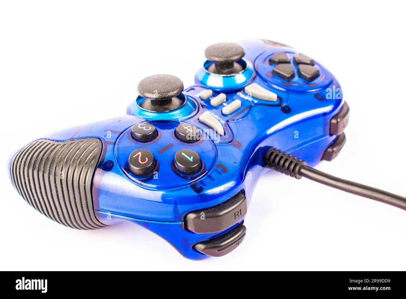 the isolated of the blue joystick for controller and play video game on ...