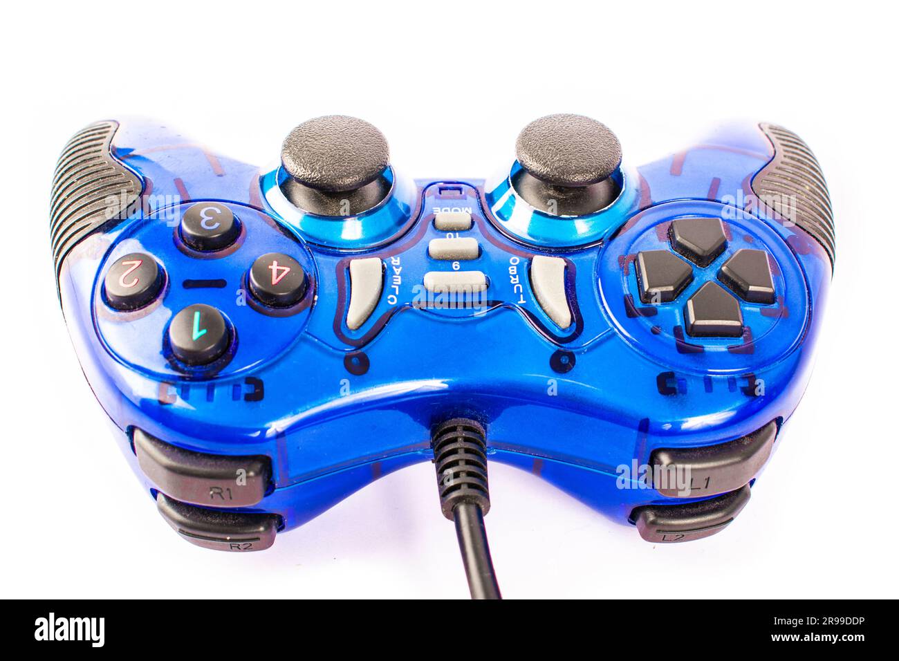 the isolated of the blue joystick for controller and play video game on ...