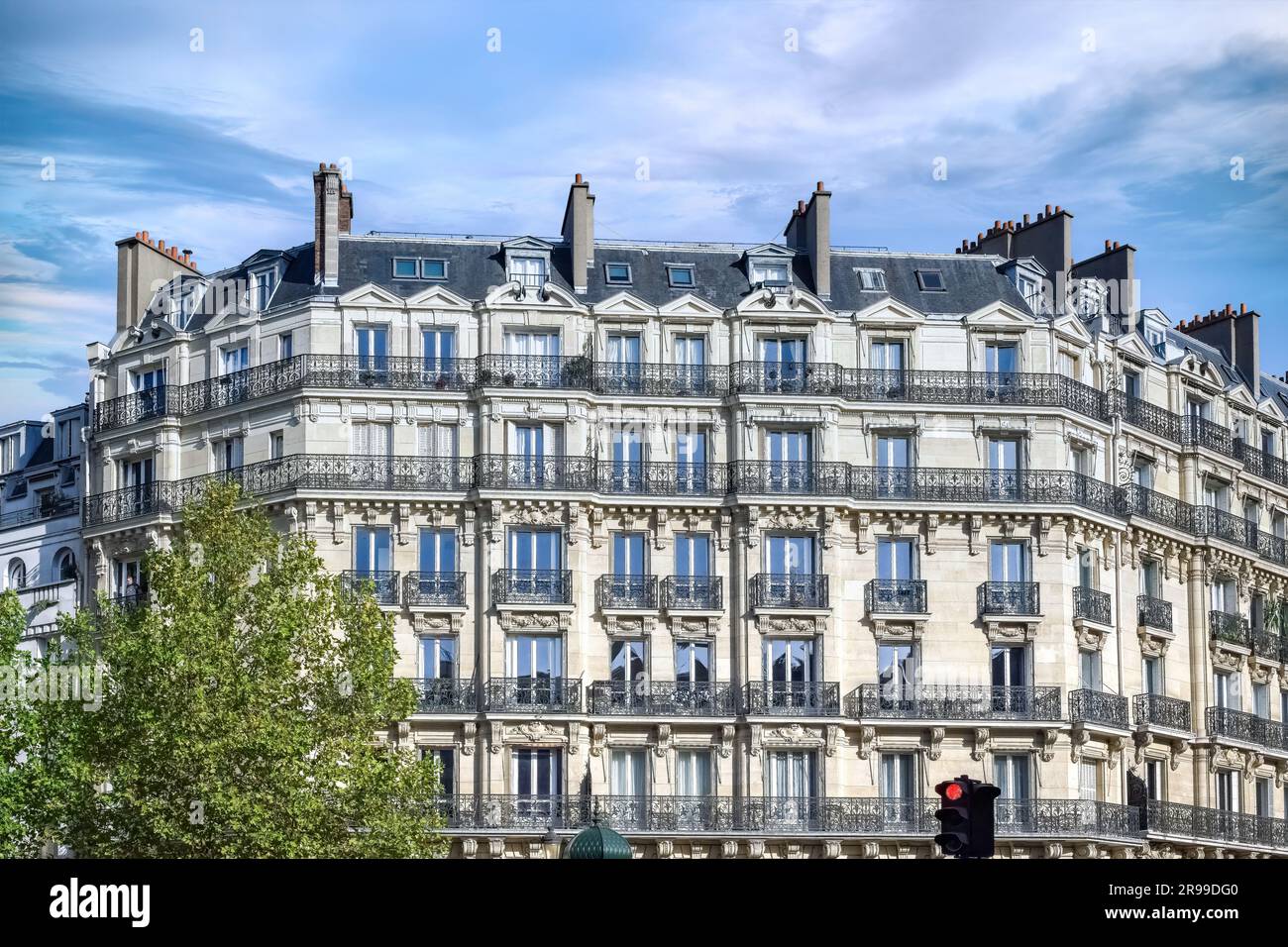 Paris, beautiful building boulevard de Courcelles, in a luxury district ...