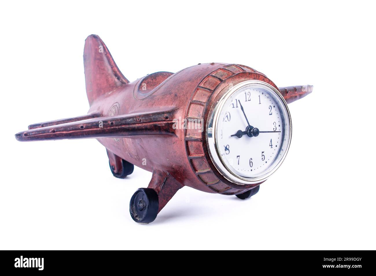 airplane wooden clock, travel ideas isolate on white background Stock ...