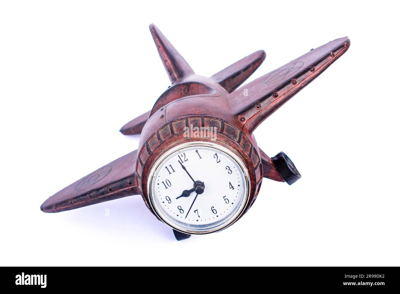 airplane wooden clock, travel ideas isolate on white background Stock ...