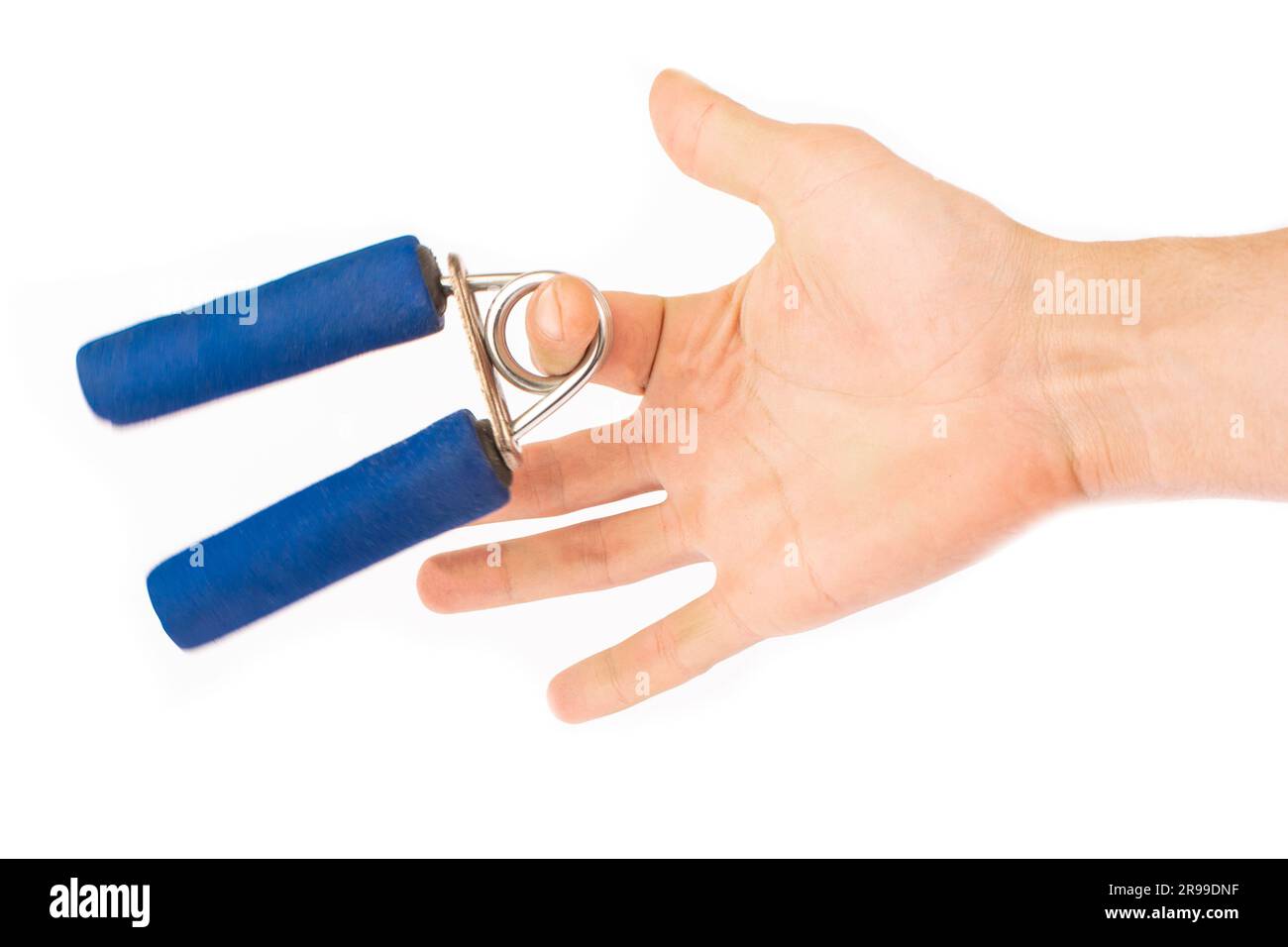 arm with hand expander isolated on white background Stock Photo - Alamy