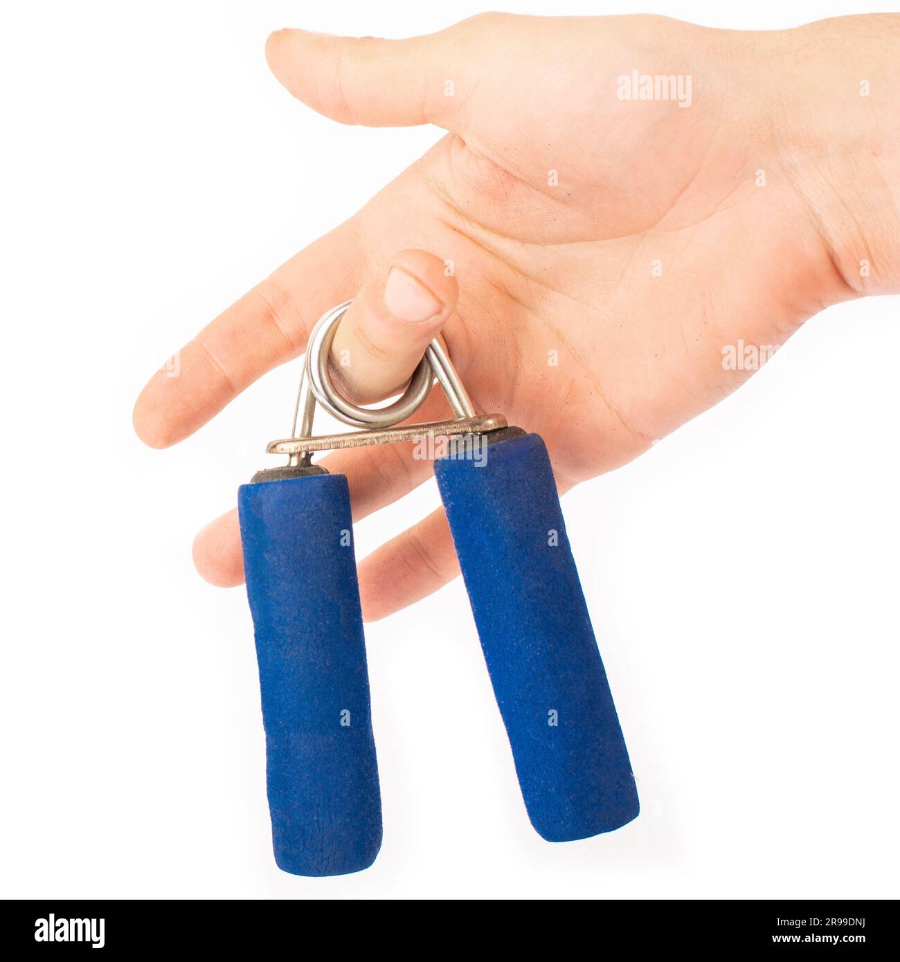 arm with hand expander isolated on white background Stock Photo - Alamy