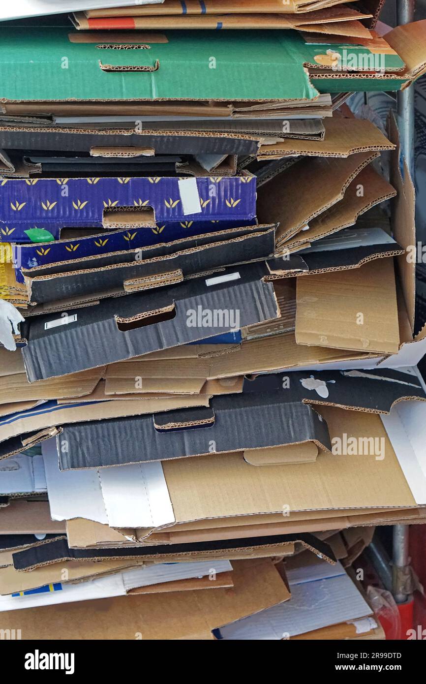 Cardboard carton paper recycling material stack environment Stock Photo ...