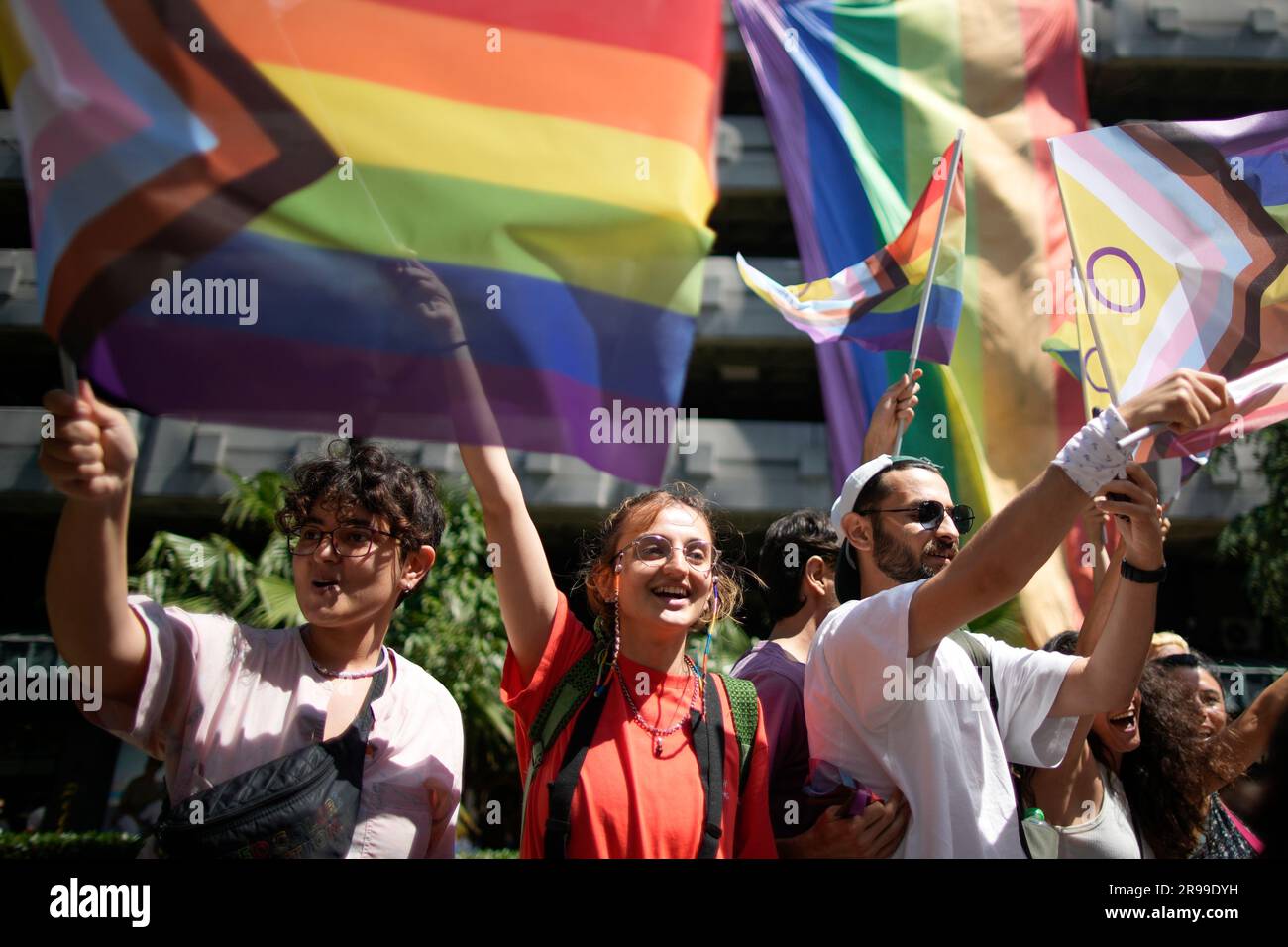 People shout slogans during the LGBTQ Pride March in Istanbul, Turkey ...