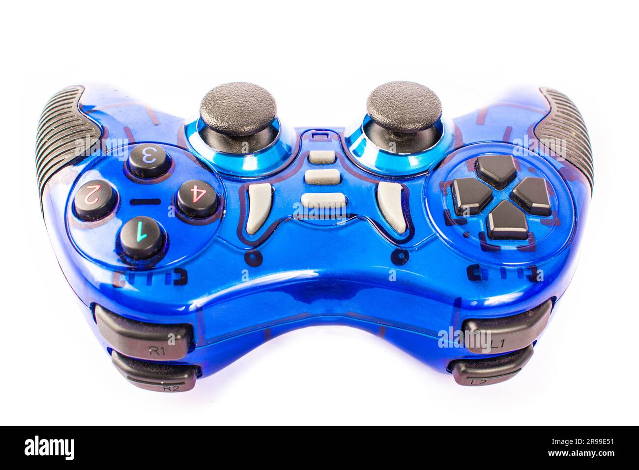 Blue gamepad without perforated on white background isolate Stock Photo ...
