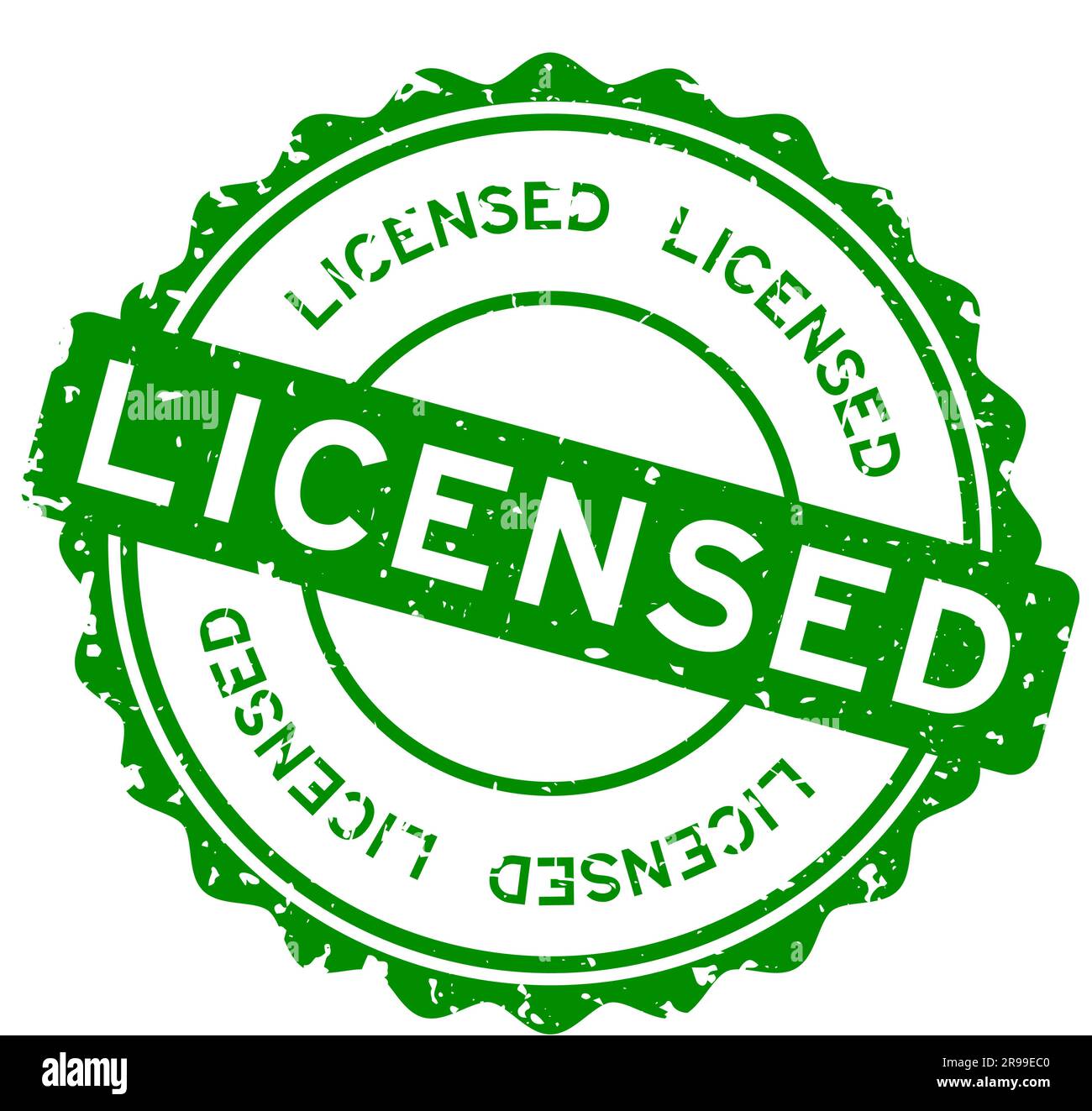 Grunge green licensed word round rubber seal stamp on white background Stock Vector Image & Art ...