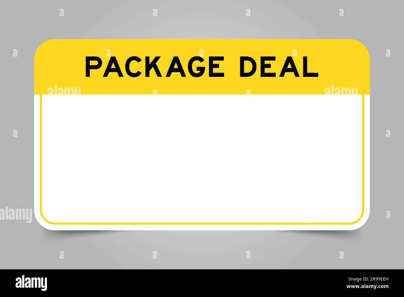 Label banner that have yellow headline with word package deal and white ...
